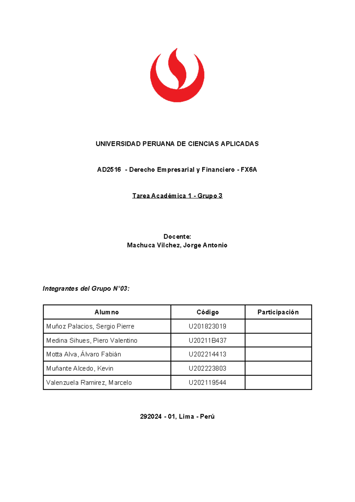 FX6A-G3 - aaaaa - UNIVERSIDAD PERUANA DE CIENCIAS APLICADAS AD2516 ...