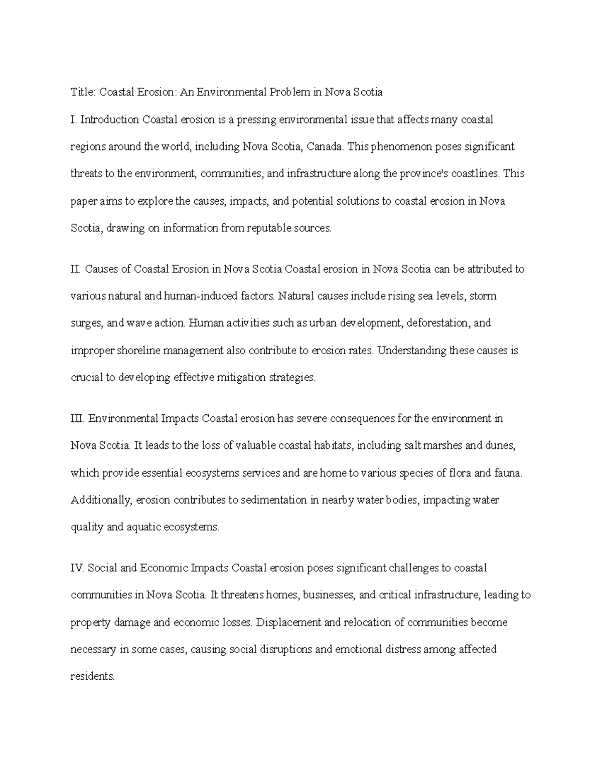 GEO Project paper Draft Sept 2023 - Title: Coastal Erosion: An ...