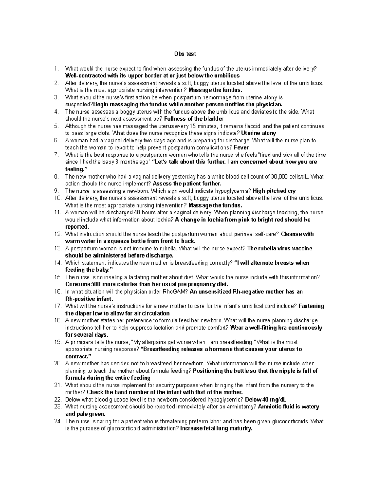 Untitled document-35 - lpn obs maternity comprehensive test - Obs test ...
