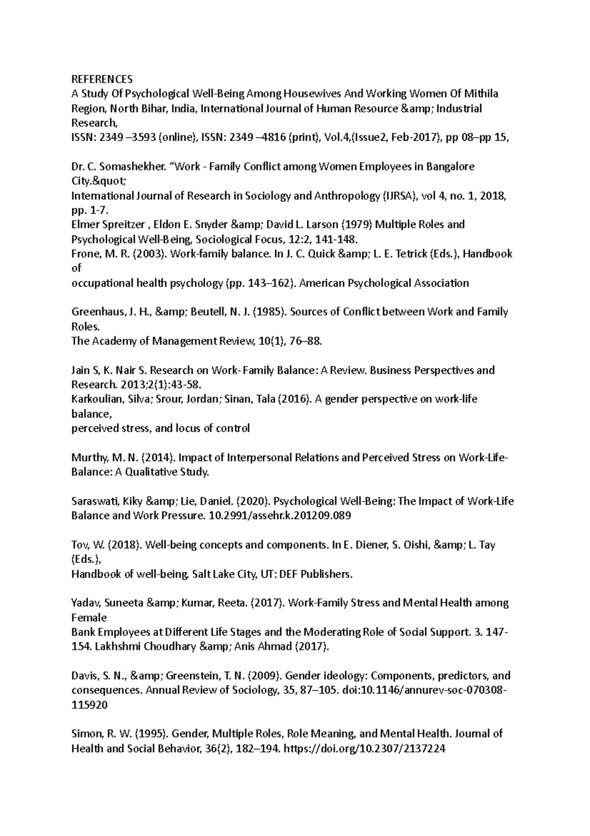 References - .... - REFERENCES A Study Of Psychological Well-Being ...