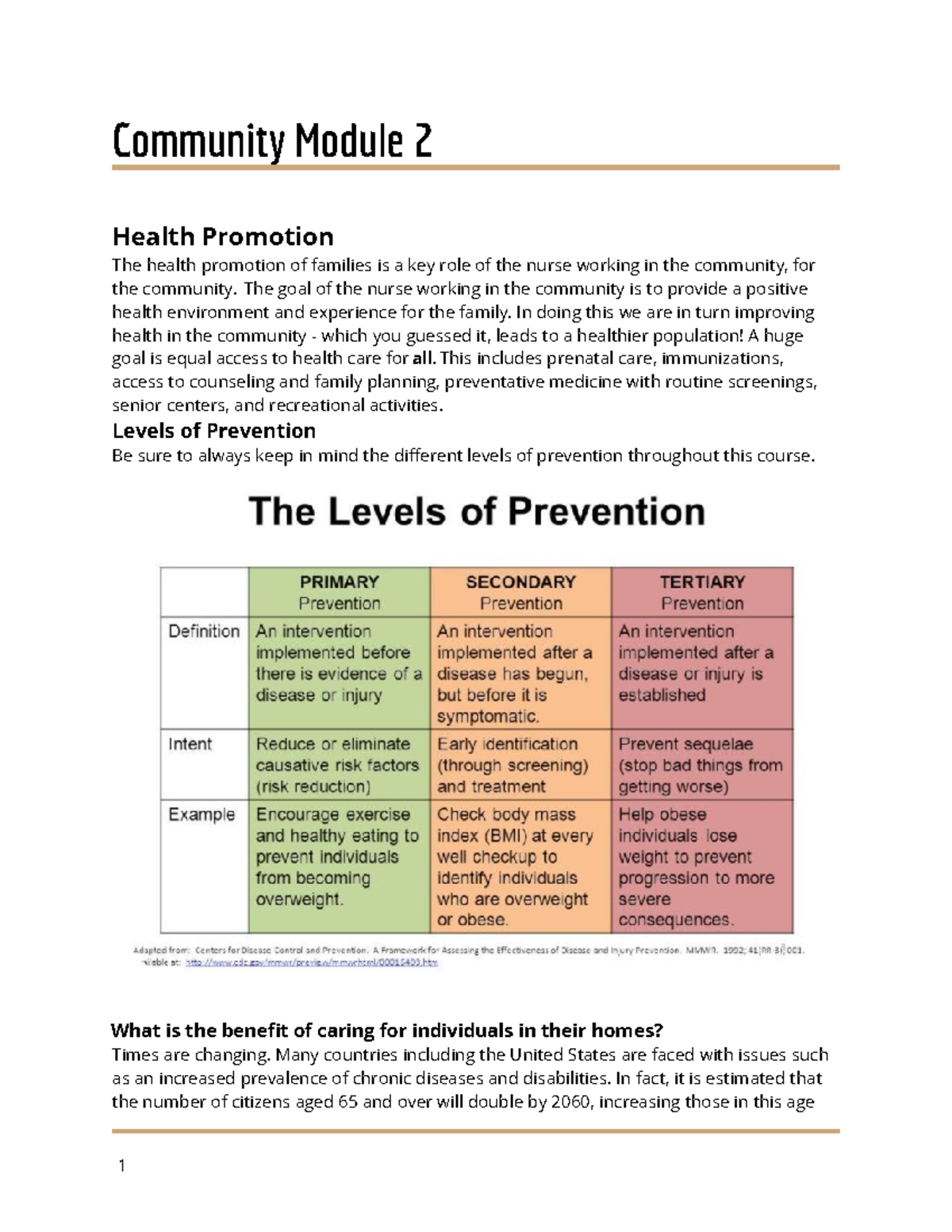 Module 2 Study Guide - Fall 2021 - Community Module 2 Health Promotion ...