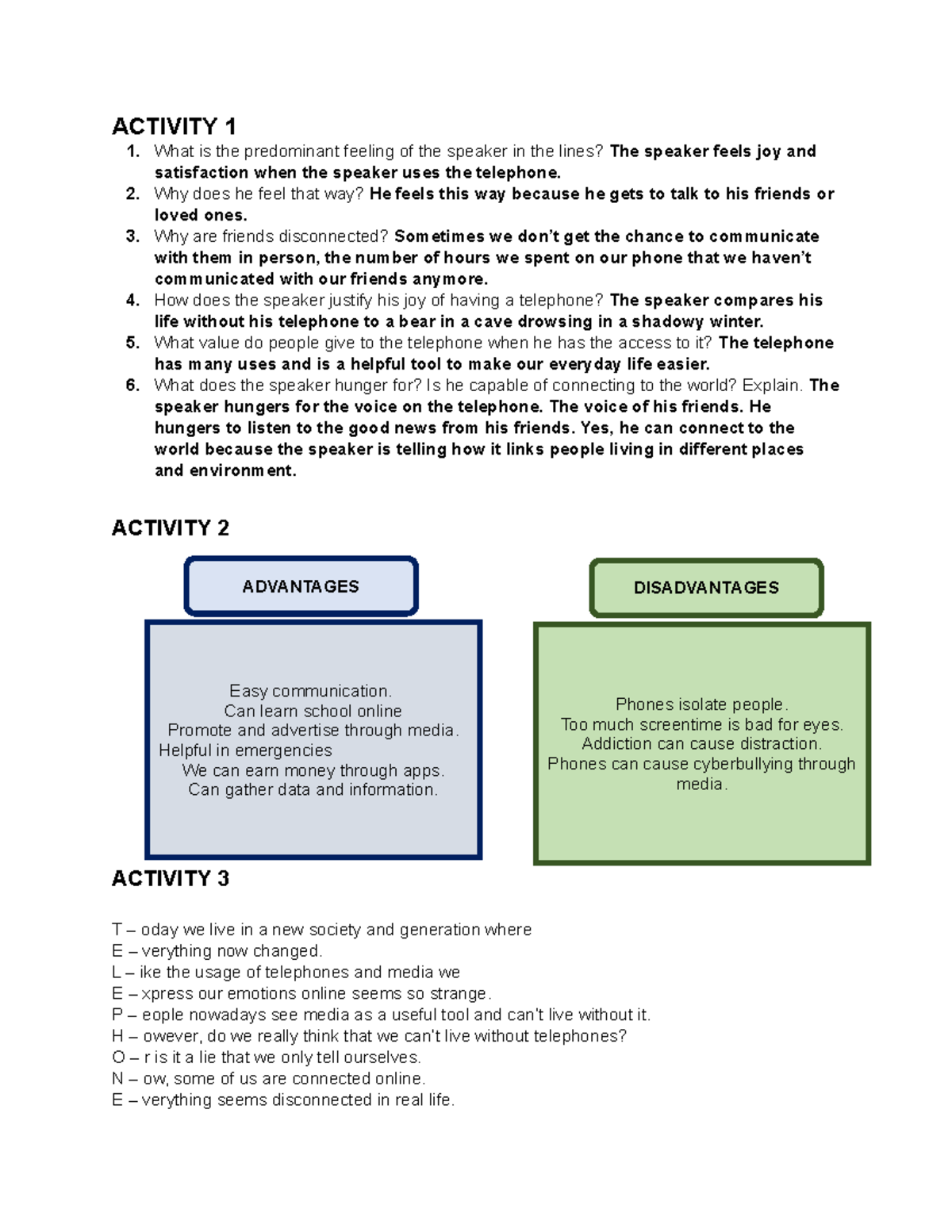 Eng-w5 - english - ACTIVITY 1 What is the predominant feeling of the ...