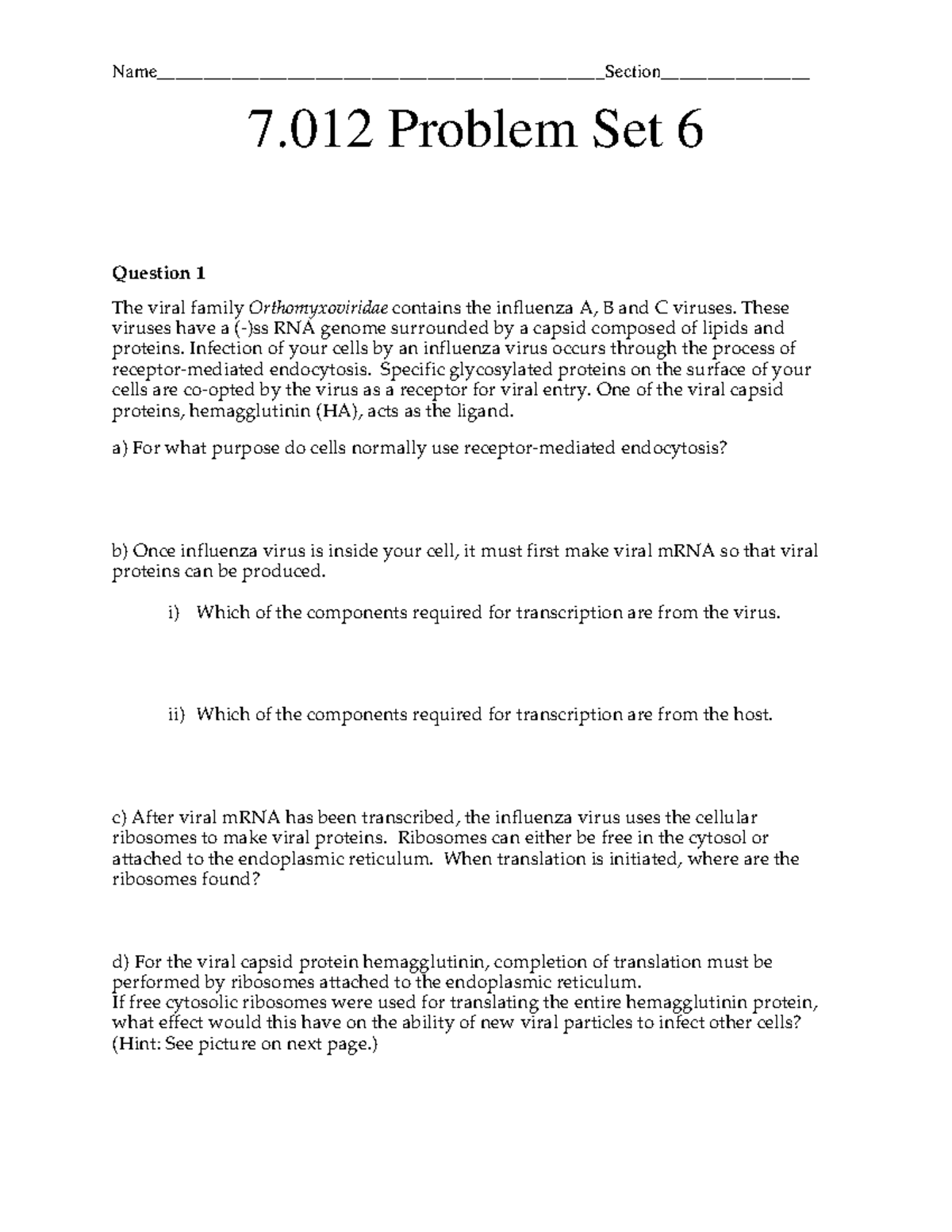 Problem Set 6 - 2021-2022 Biology Assignment - - Studocu