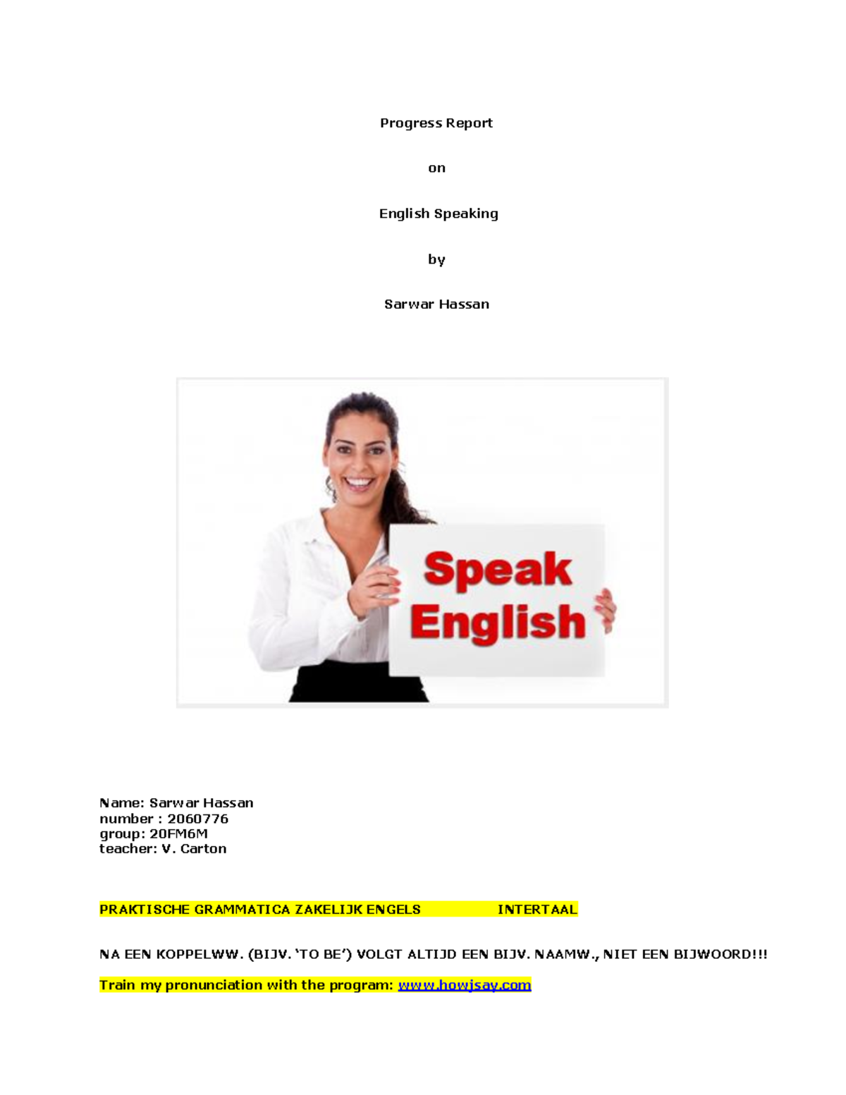English lecture notes, lecture 4 - Progress Report on English Speaking ...