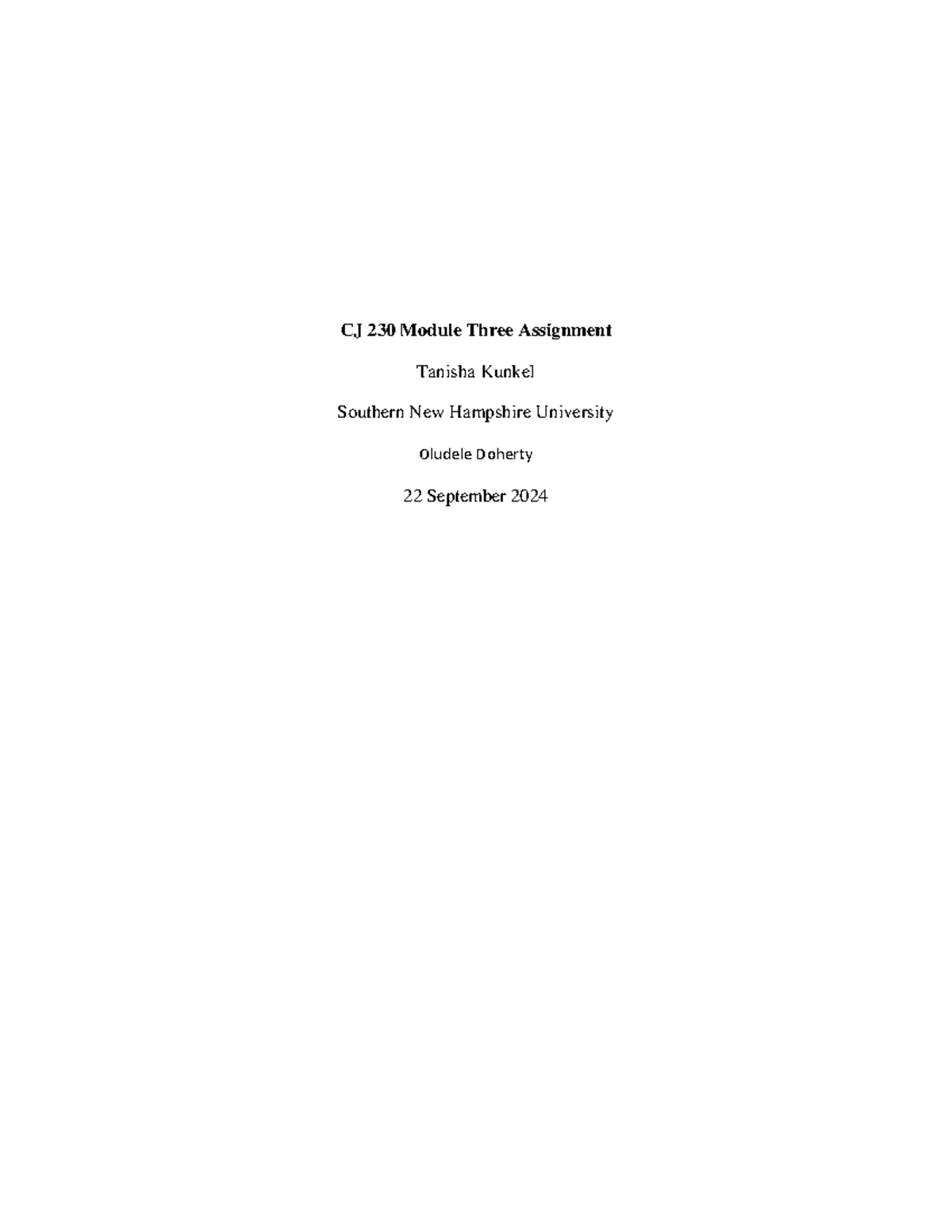 CJ 230 Module Three Assignment - CJ230 - CJ 230 Module Three Assignment ...