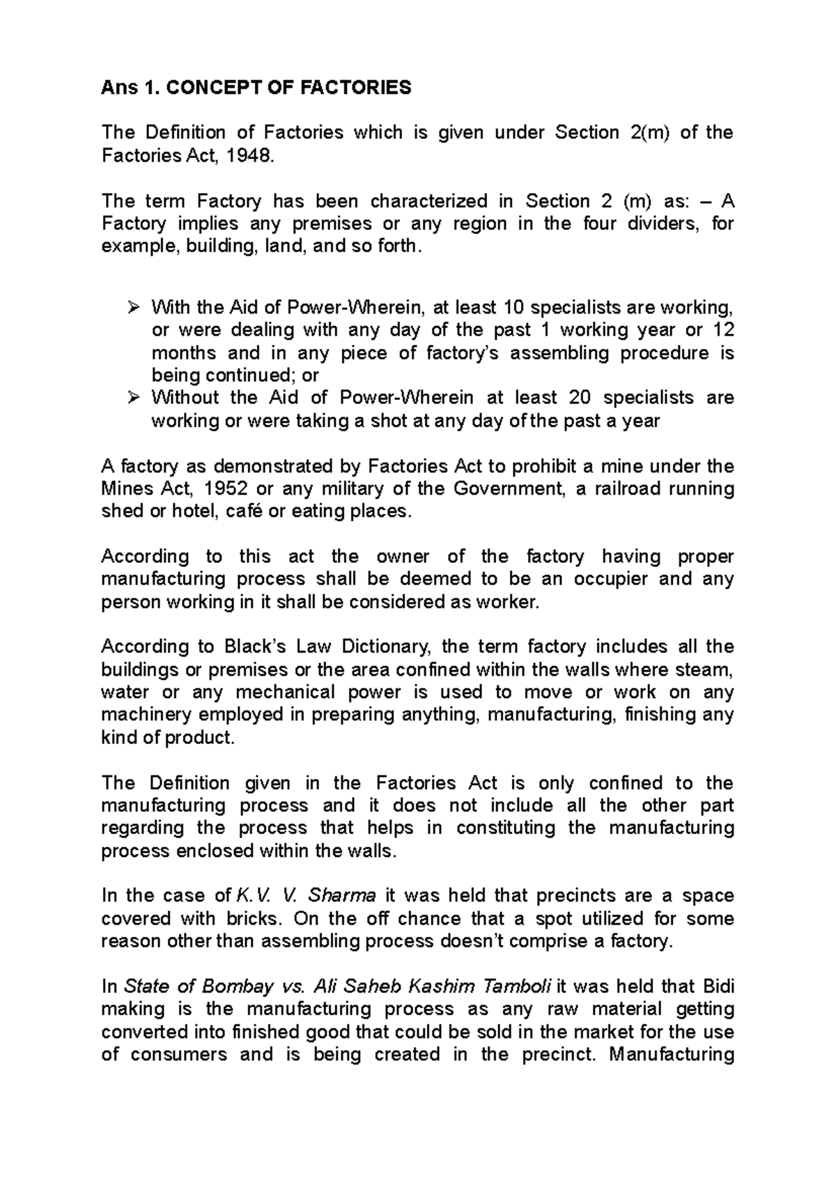 Ans 1 - nothing - Ans 1. CONCEPT OF FACTORIES The Definition of ...