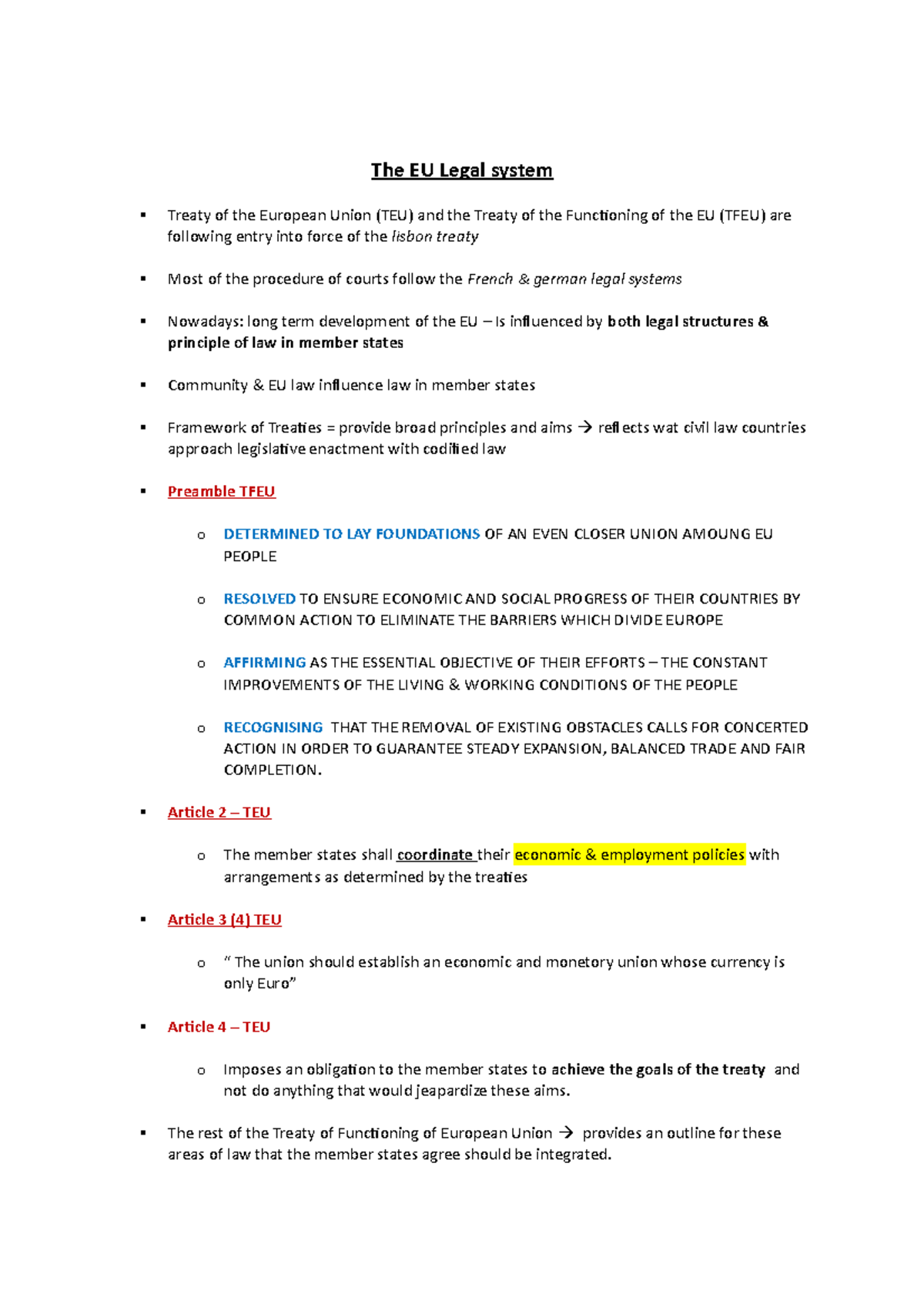 The EU Legal system - The EU Legal system Treaty of the European Union ...