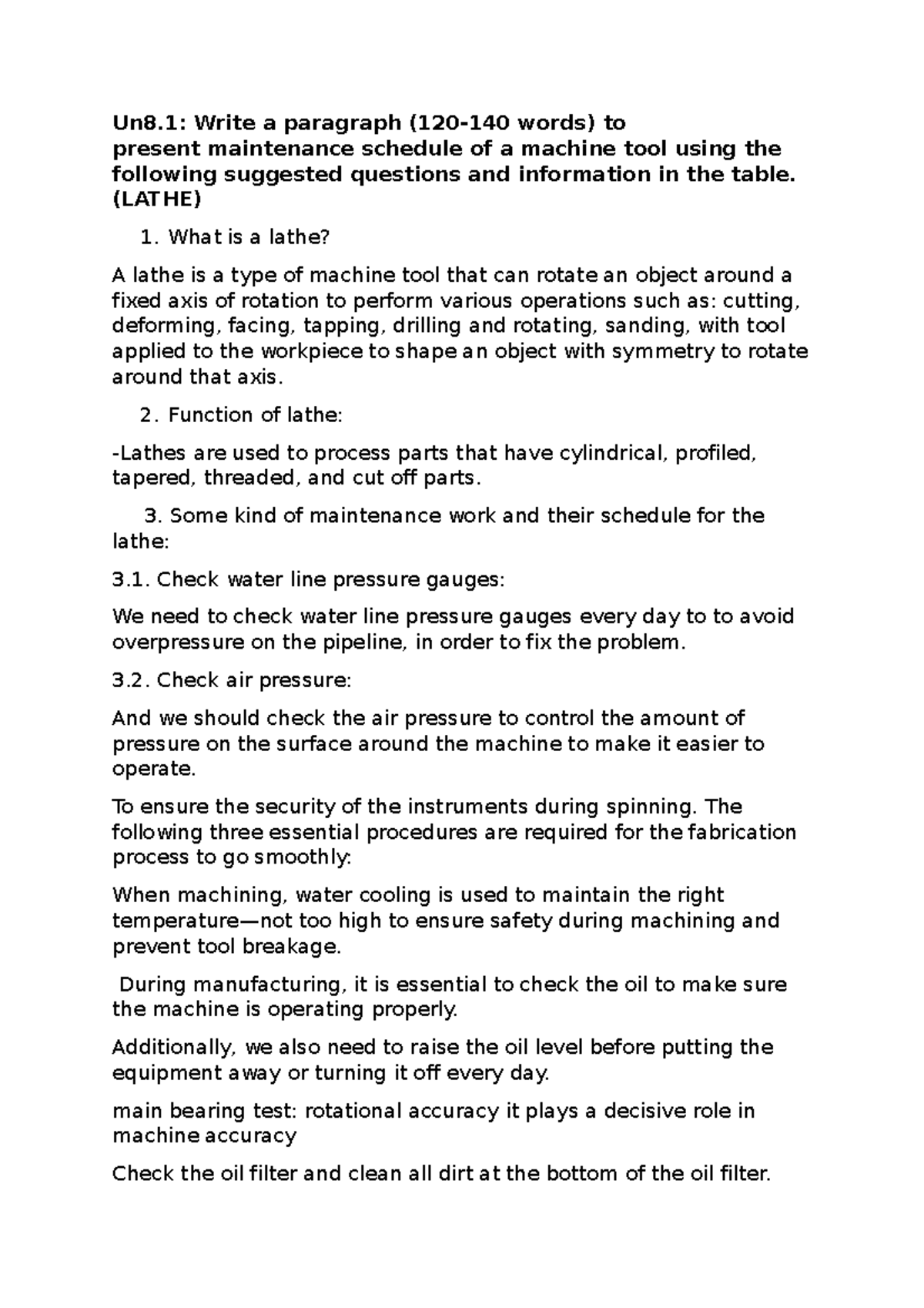 TA5 - Tienganhck1 - Un8: Write a paragraph (120-140 words) to present ...