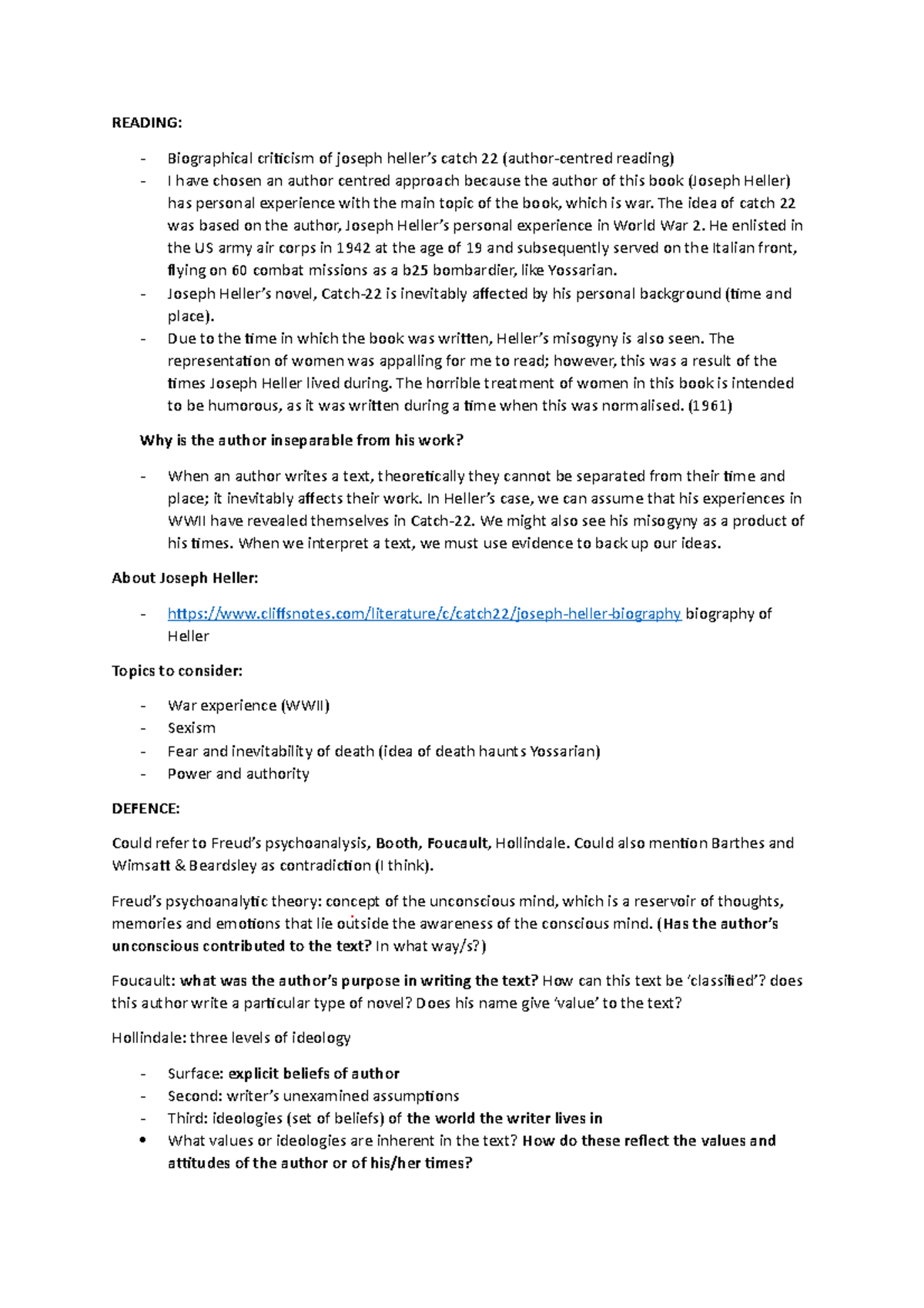 Author centred reading plan - READING: Biographical criticism of joseph ...