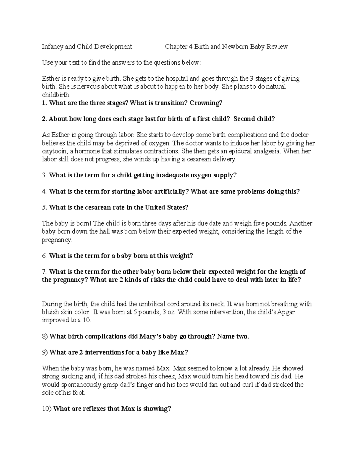 Chapter 4 Review - homework for voice threads. - Infancy and Child ...