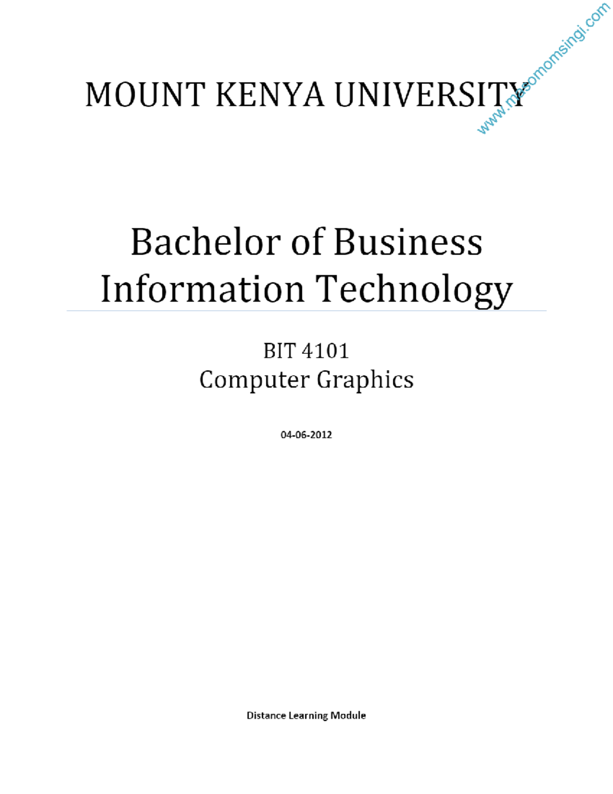 BBIT MKU - Computer Graphics PDF - Masomo Msingi Publishers - Information technology-Computer ...