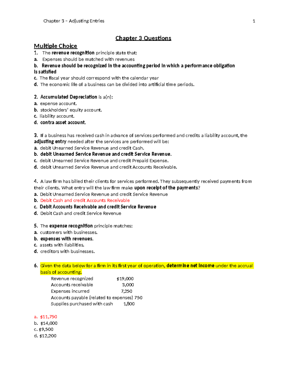 Chapter 3 Question Review - Chapter 3 – Adjusting Entries 1 Chapter 3 ...