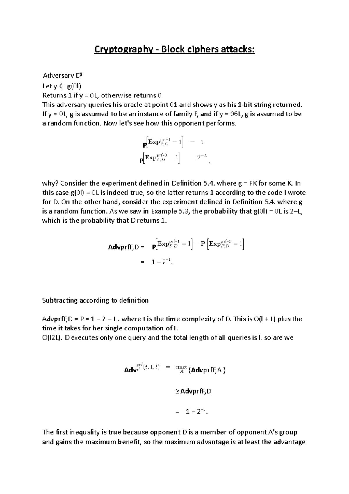 Cryptography Block Ciphers Attacks Cryptography Block Ciphers