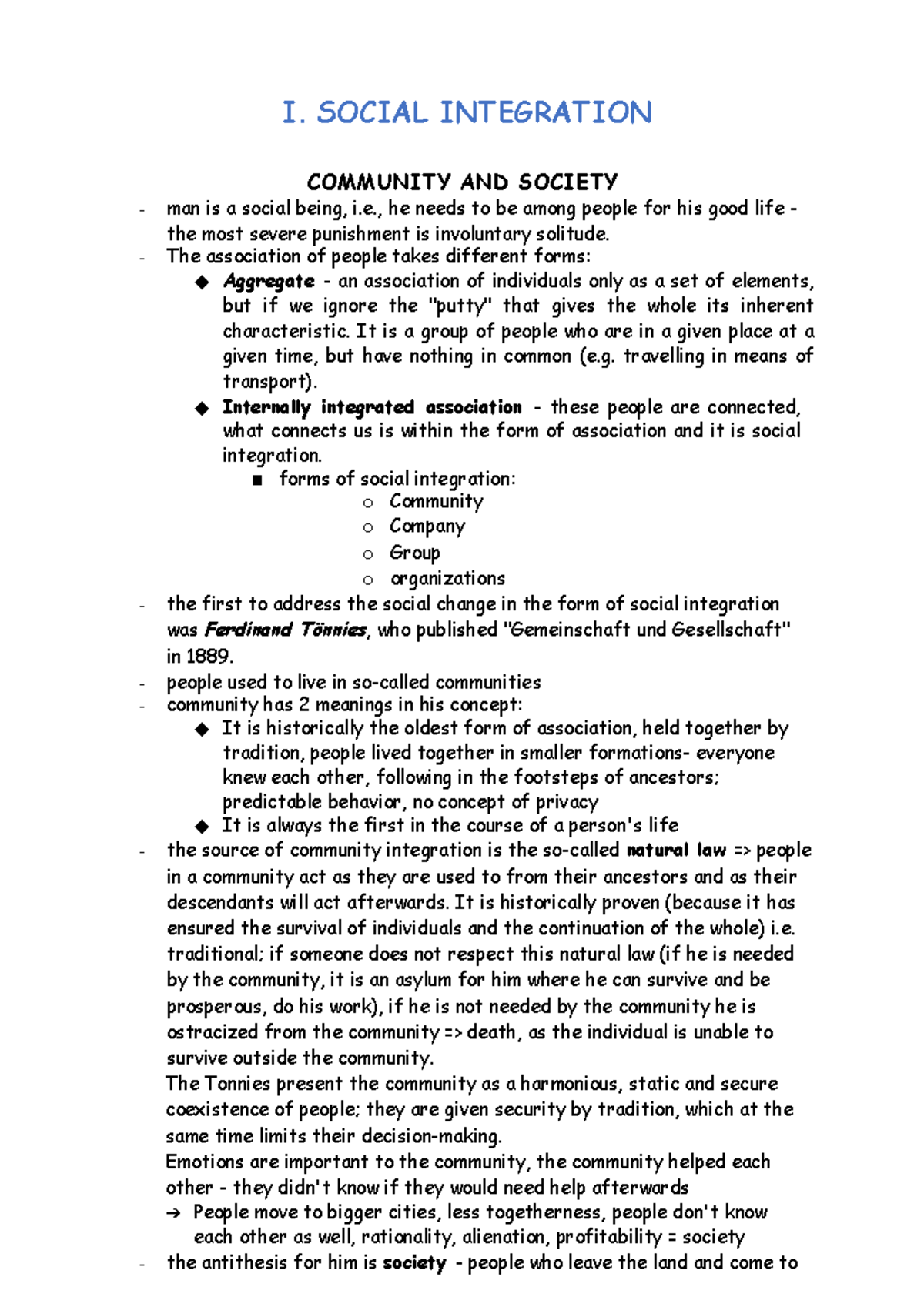 Social Integration 1 - SOC 508 - UArizona - Studocu