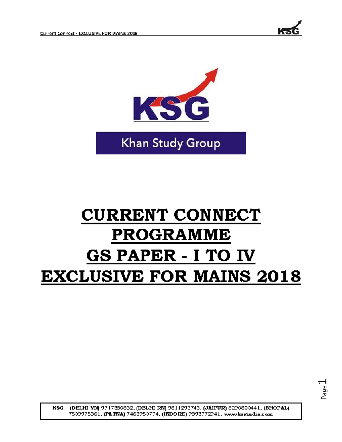Current Connect Programme, GS Paper - I TO IV, Dr Khan s ABC (Essential ...