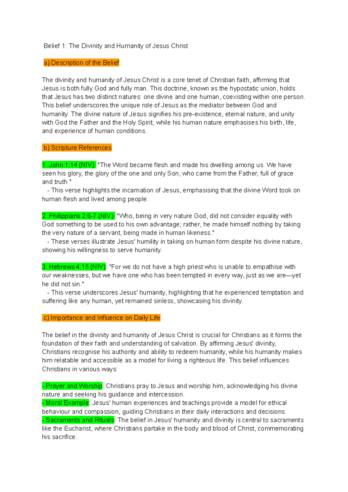 Christan Beliefs 1/2 - Belief 1: The Divinity and Humanity of Jesus ...