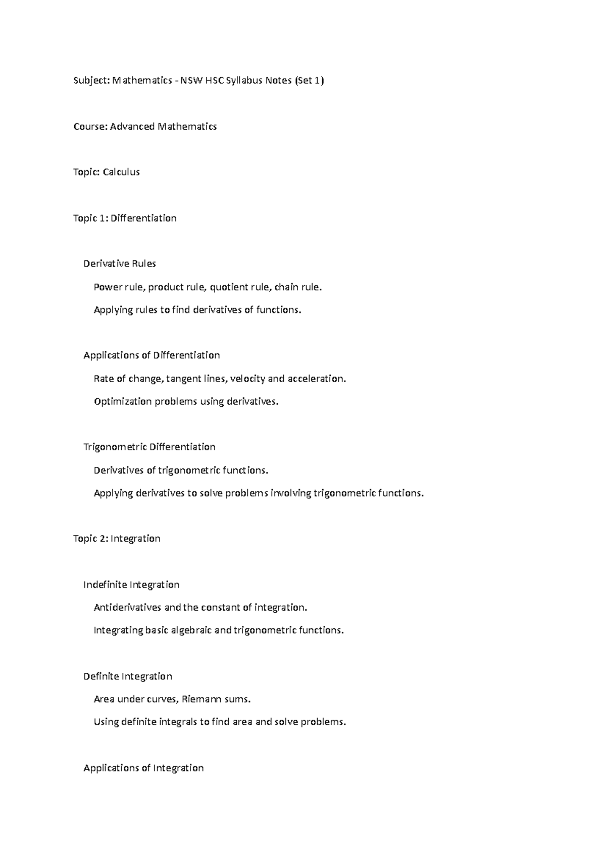 Advanced MATH 1 - Stock notes, nothing fancy - Subject: Mathema琀椀cs ...