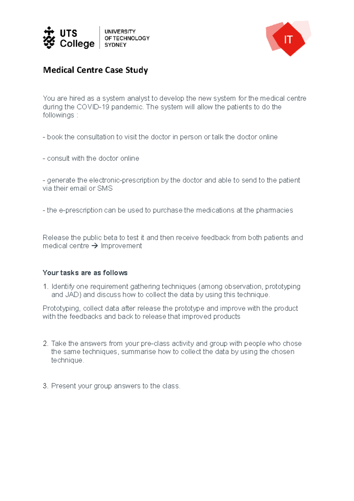 Medical Centre Case Study-1 - Medical Centre Case Study You are hired ...