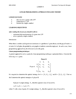 Unit Five Introduction to Operations Research and Linear Programming - UNIT – V Lesson Outline ...