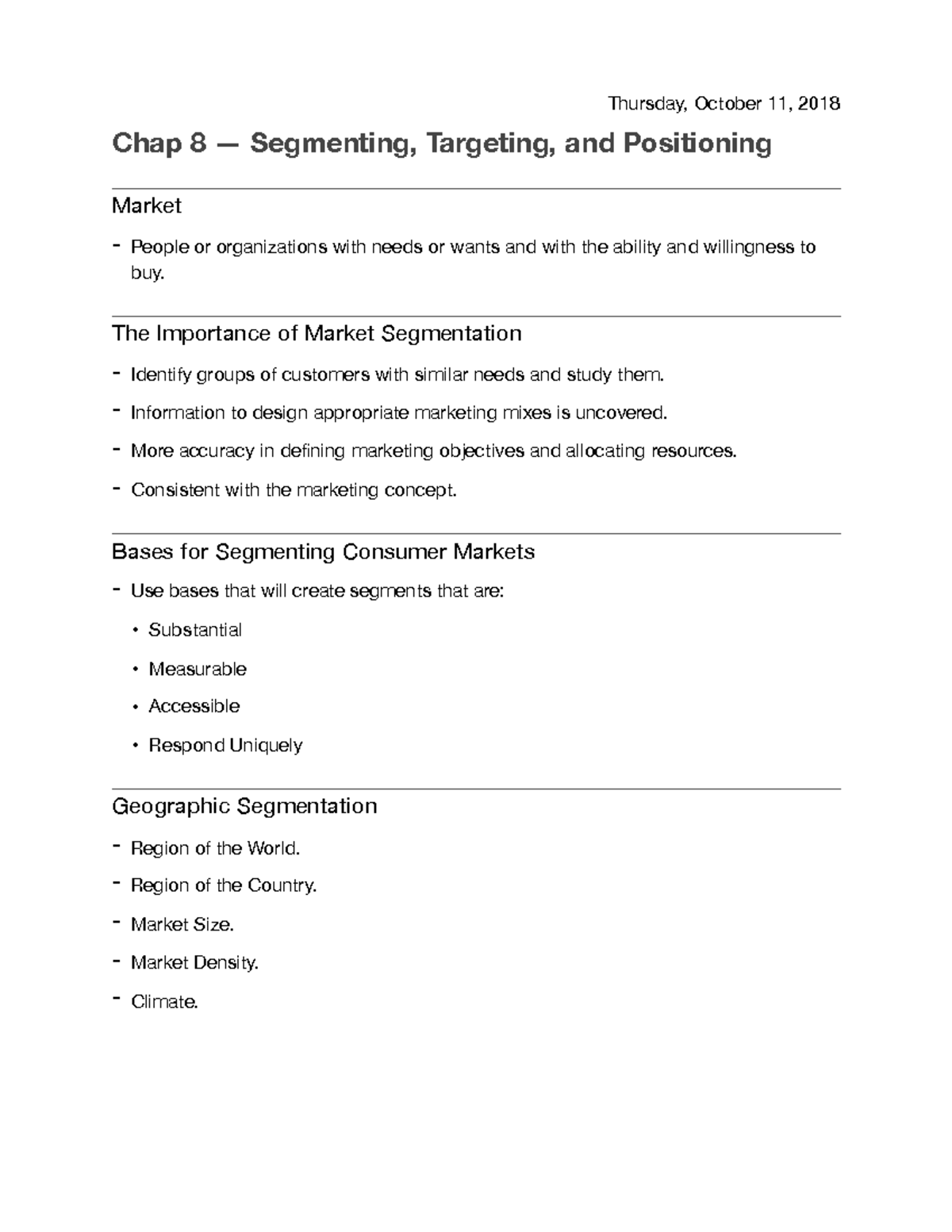 Chap 8 - Segmenting, Targeting, and Positioning - The Importance of ...