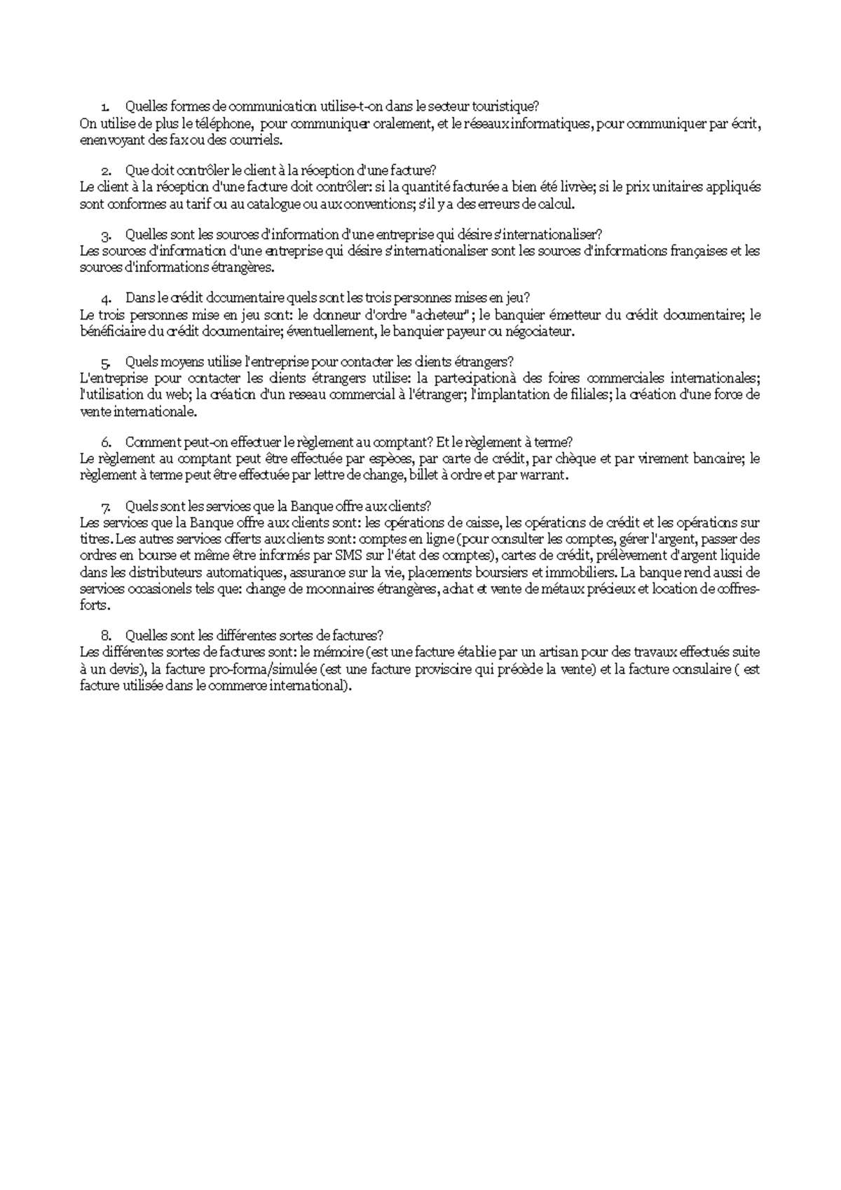 Francese - Quelles formes de communication utilise-t-on dans le secteur ...