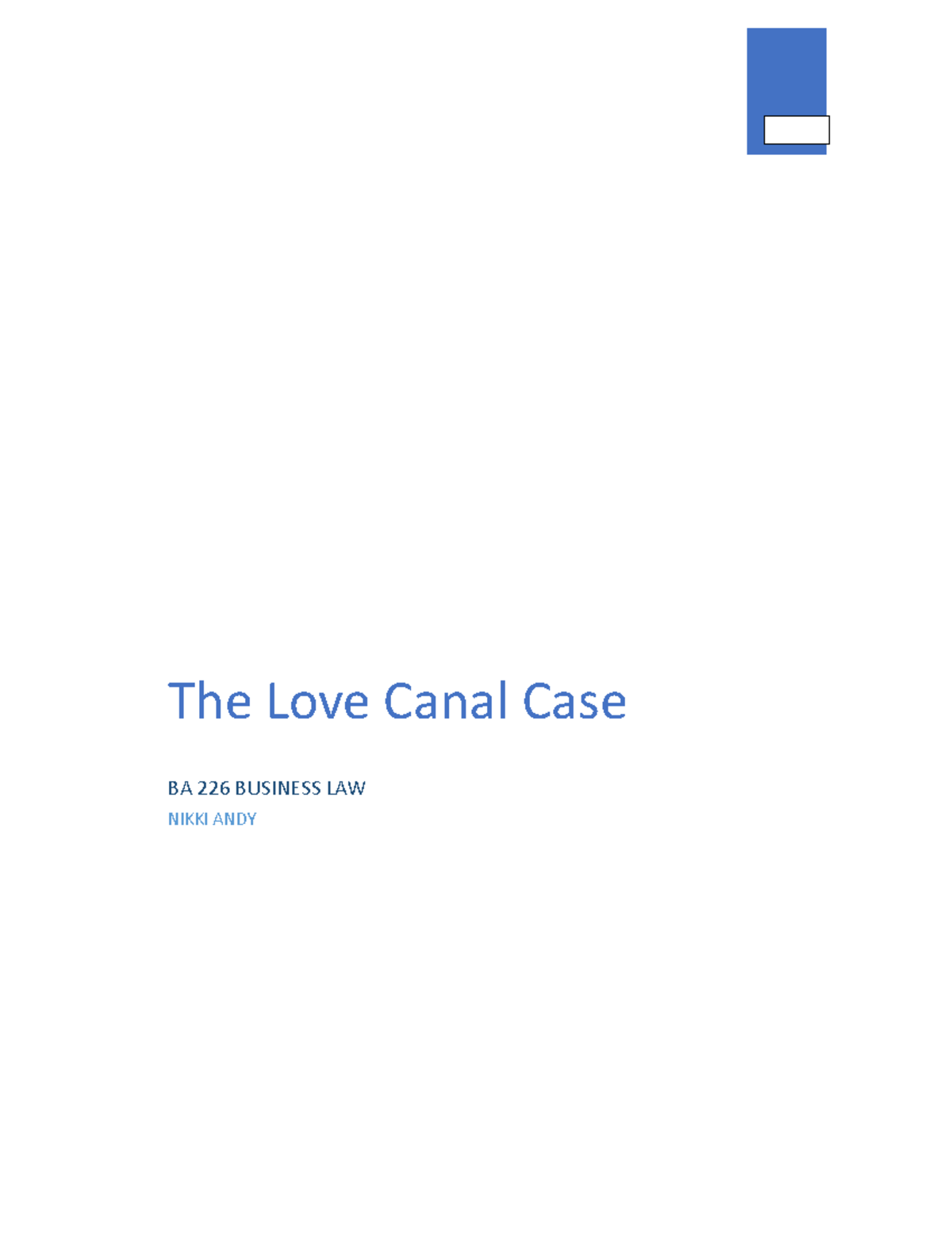 Term Paper - The Love Canal Case BA 226 BUSINESS LAW NIKKI ANDY ...