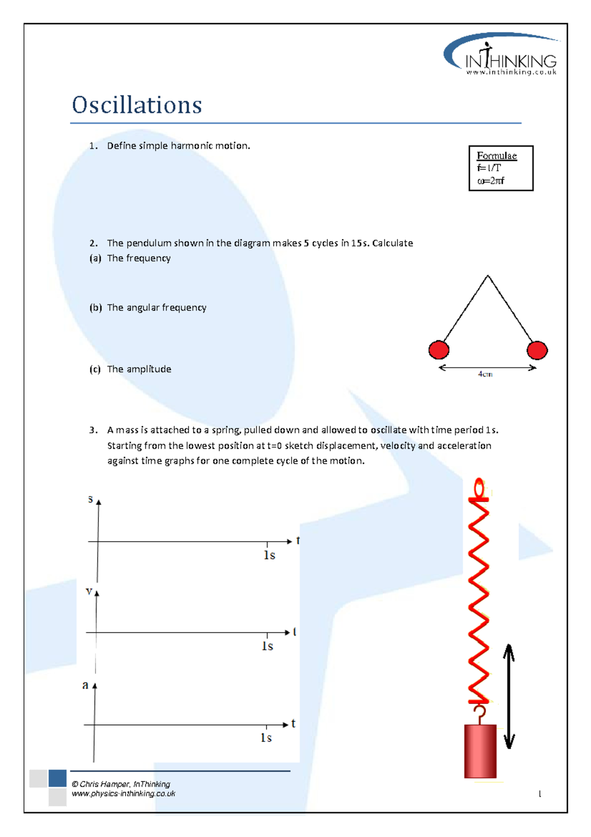 In thinking Oscillations - 1 © Chris Hamper, InThinking physics ...