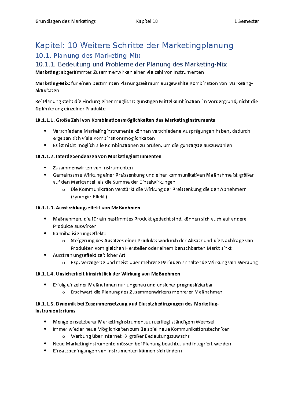 Kapitel 10 Weitere Schritte der Marketingplanung - Kapitel: 10 Weitere ...