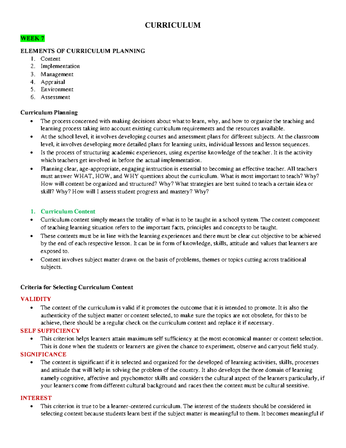 Document 158 - Lecture notes on the teacher and the curriculum ...