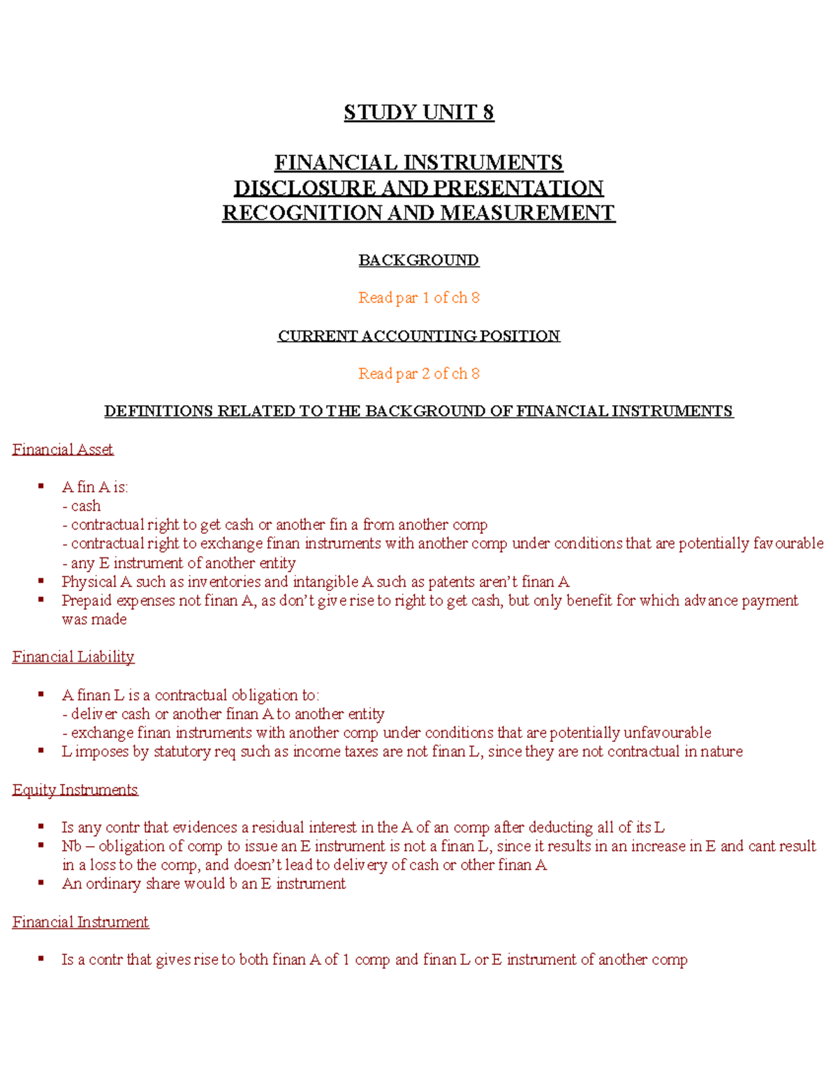 FAC2601-Notes-SU-8-Financial-Instruments-Disclosure-and-Presentation-R ...