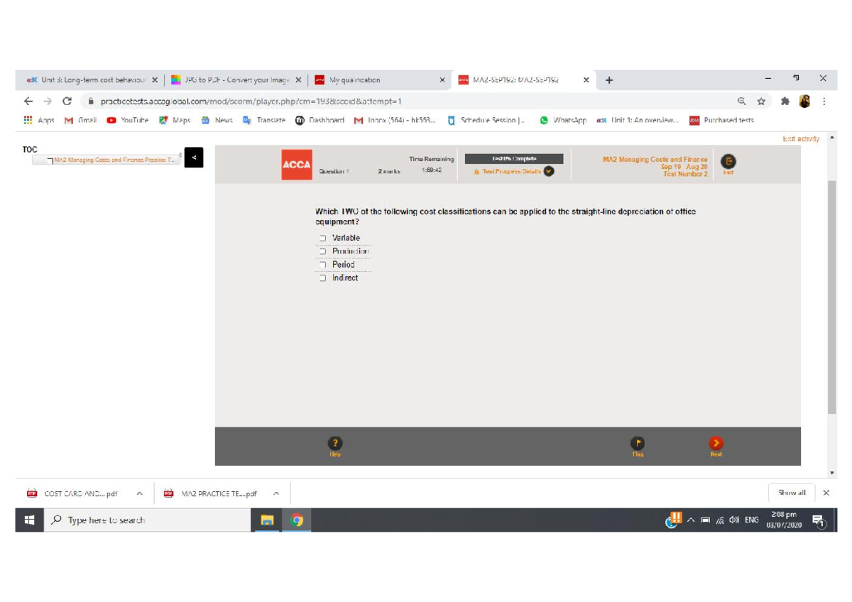 MA-2 Practice TEST Number-2 - management accounting - Studocu