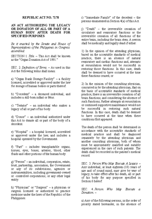WEEK 2 RA5527 Philippine Medical Technology ACT OF 1969 - LECTURE ...