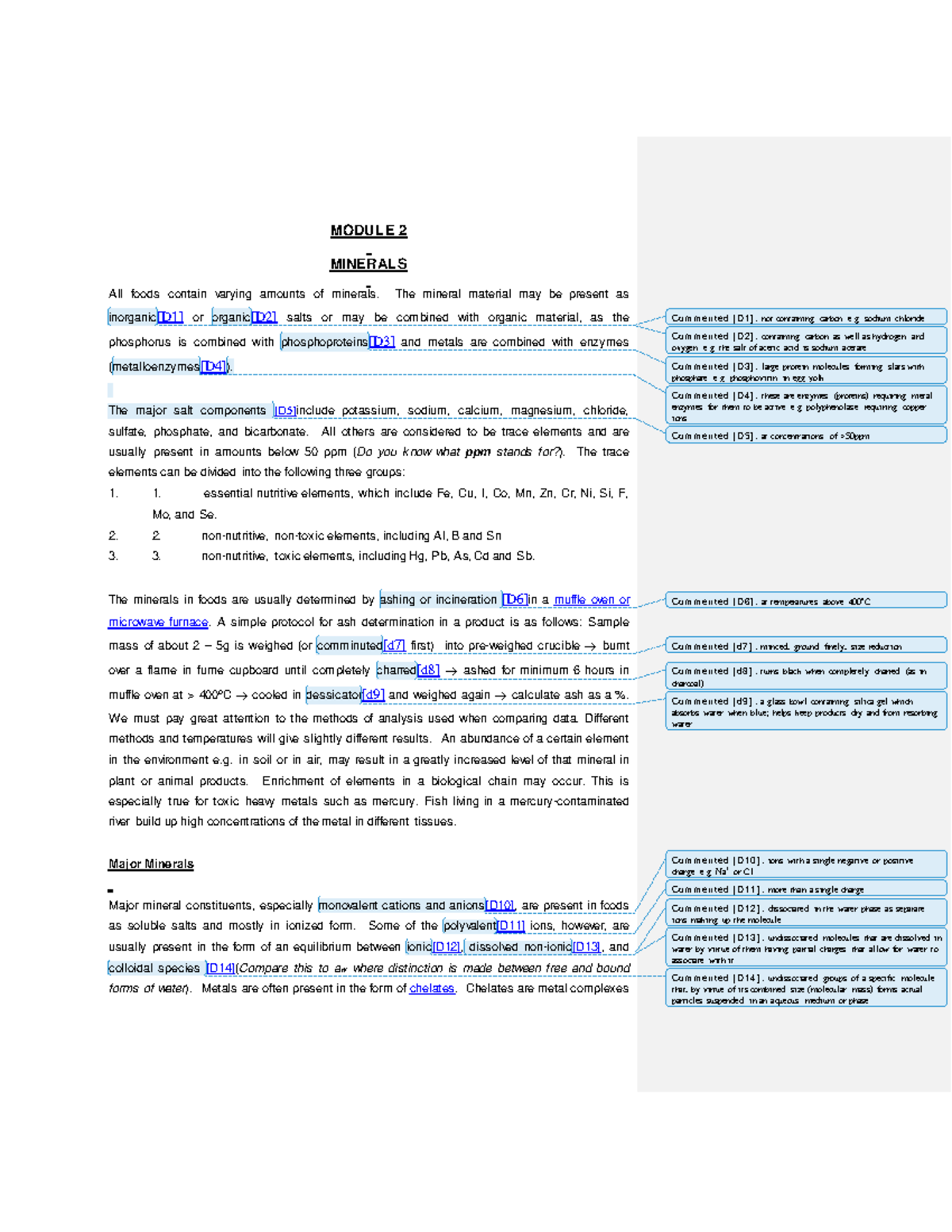 Module 2 Minerals - It's chapter 2 of food chemistry 2 - MODULE 2 ...