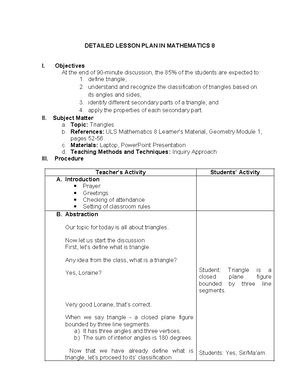 October 2 (Rectangular Coordinate System) Grade 8 - LESSON 1 ...