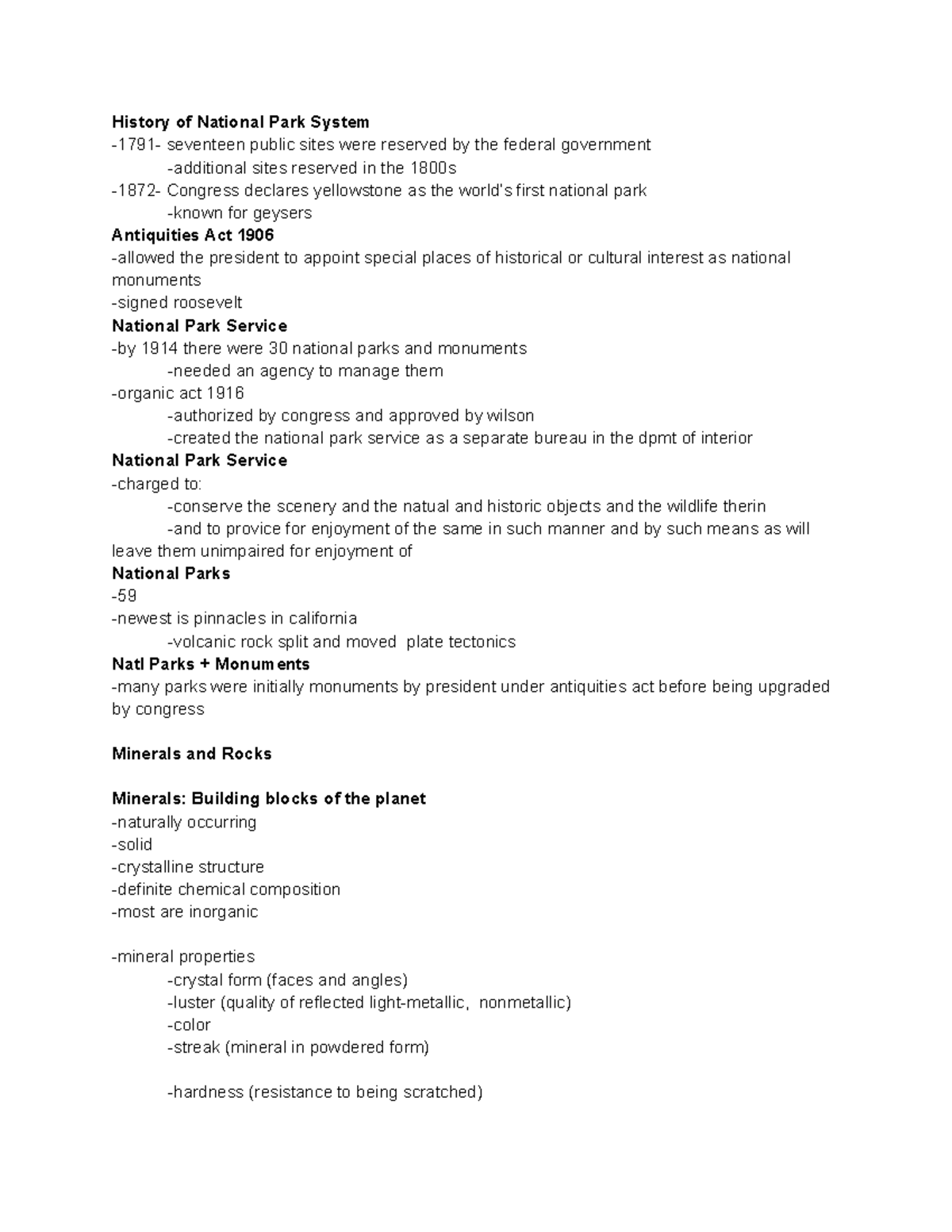 GEO120 History of National Park System - History of National Park ...