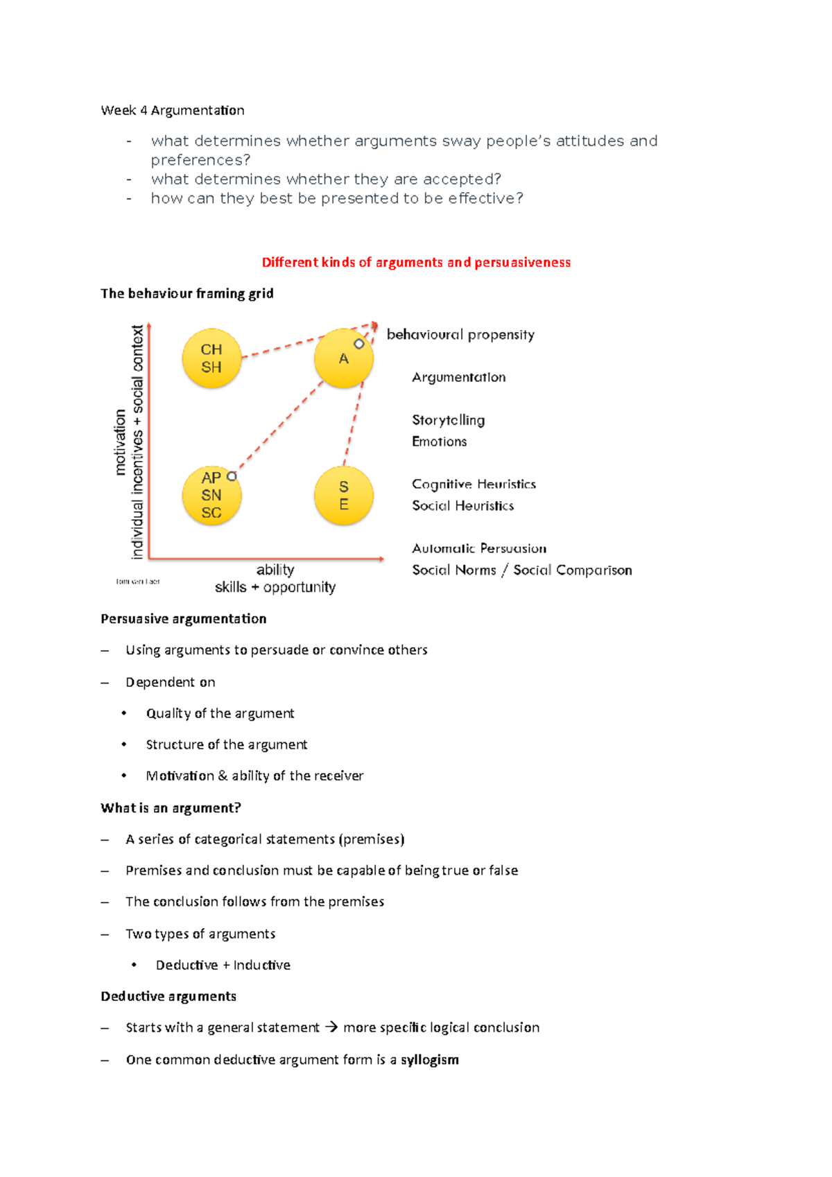 Lecture 4 Argumentation - Week 4 Argumentation - what determines whether arguments sway people’s ...