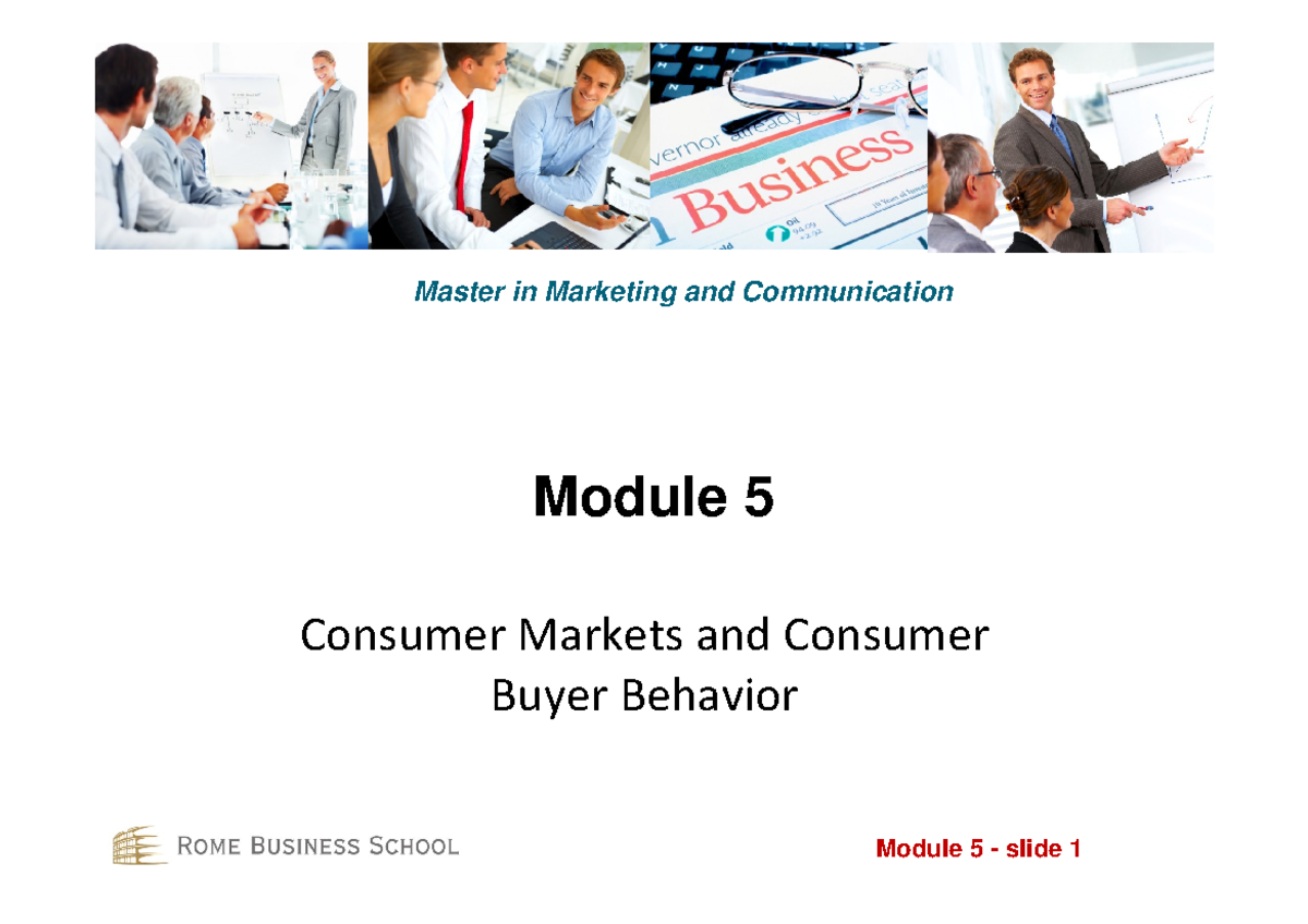 Business Marketing - Module 5 Consumer Markets and Consumer Buyer ...