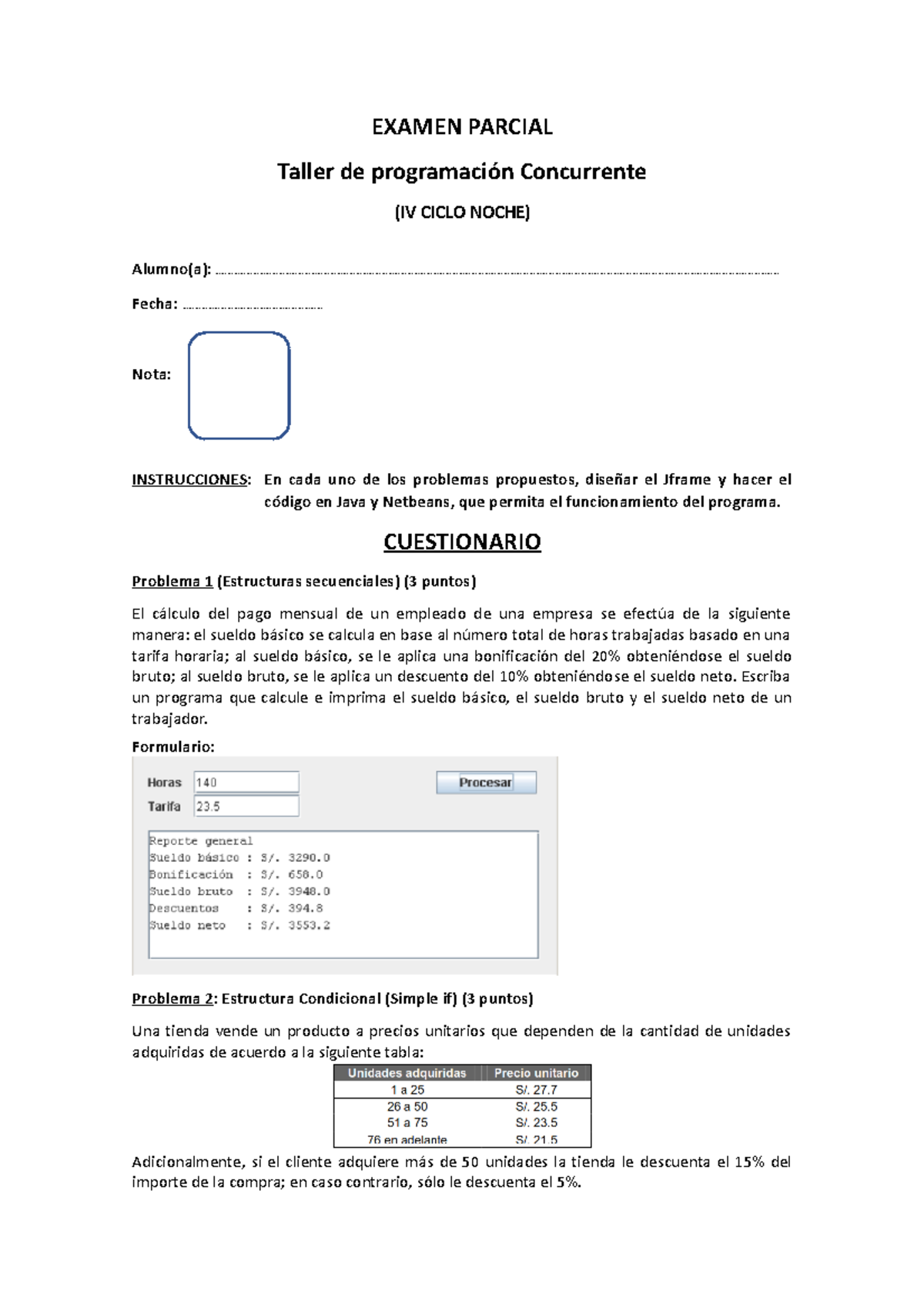 Examen Parcial Taller Programacion Concurrente - EXAMEN PARCIAL Taller de programación ...