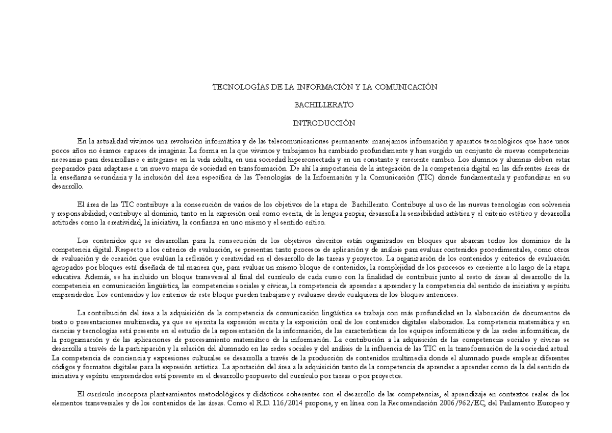 ESP TIC 1ss 2ss BACH - Tabla válida para utilizar en la programación (LOMCE) de TIC de 1º - Studocu