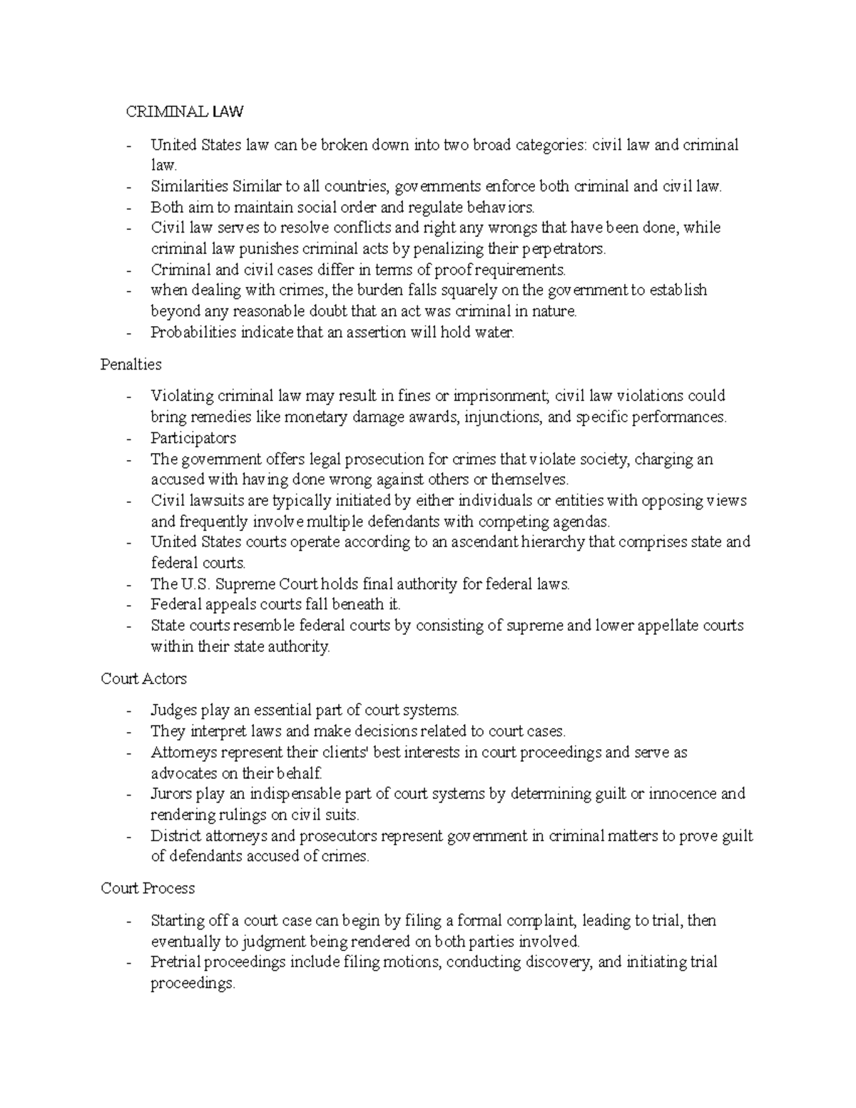 Criminal LAW Notes 1 - Coverage of the elements of crime, such as ...