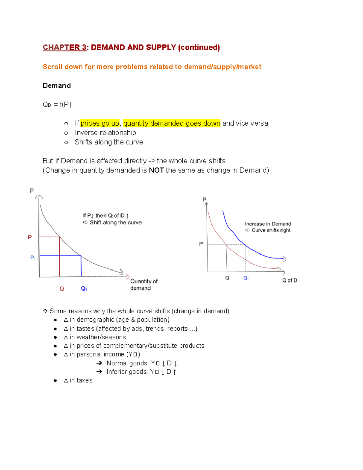 ECON1021A week 4 part 2 - CHAPTER 3: DEMAND AND SUPPLY (continued) Scroll down for more problems ...