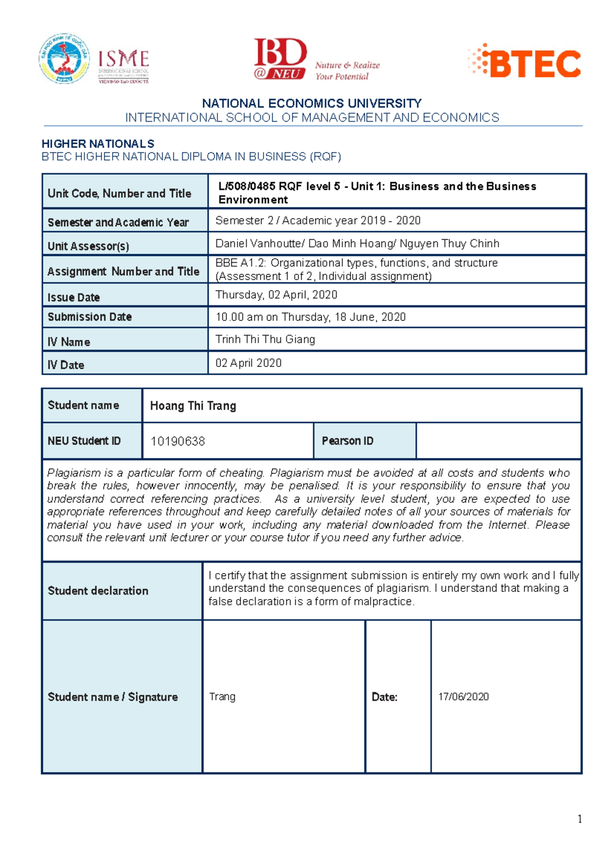 10190638 BBE A1 - business and business environment - NATIONAL ...