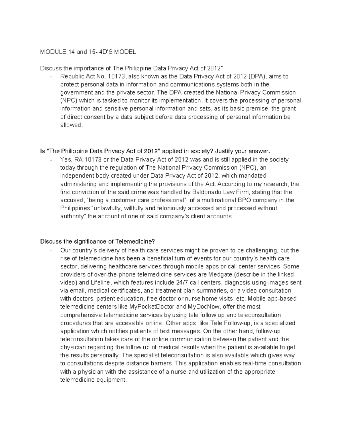 Module 14 and 15- 4D’S Model - MODULE 14 and 15- 4D’S MODEL Discuss the ...