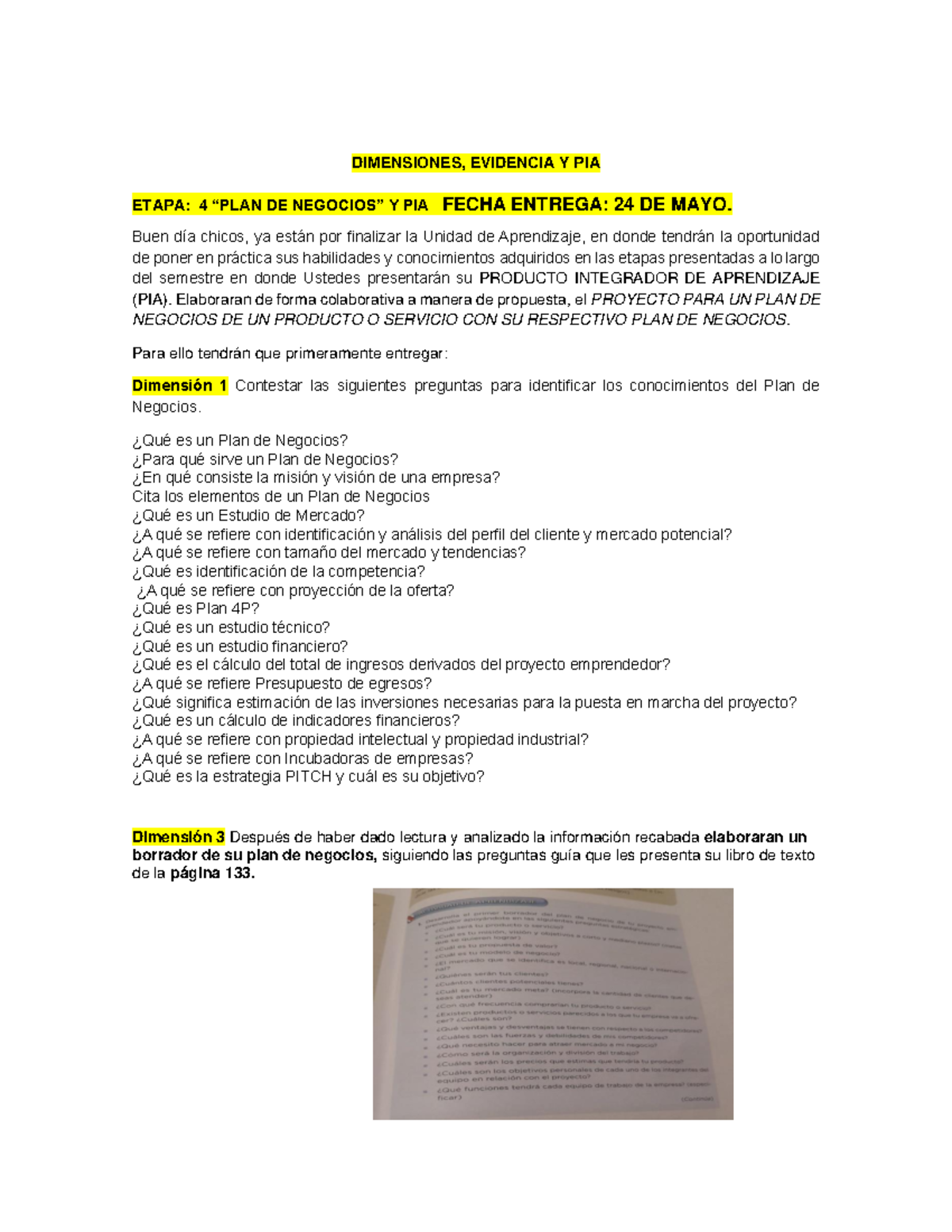 Etapa 4 - DIMENSIONES, EVIDENCIA Y PIA ETAPA: 4 “PLAN DE NEGOCIOS” Y ...