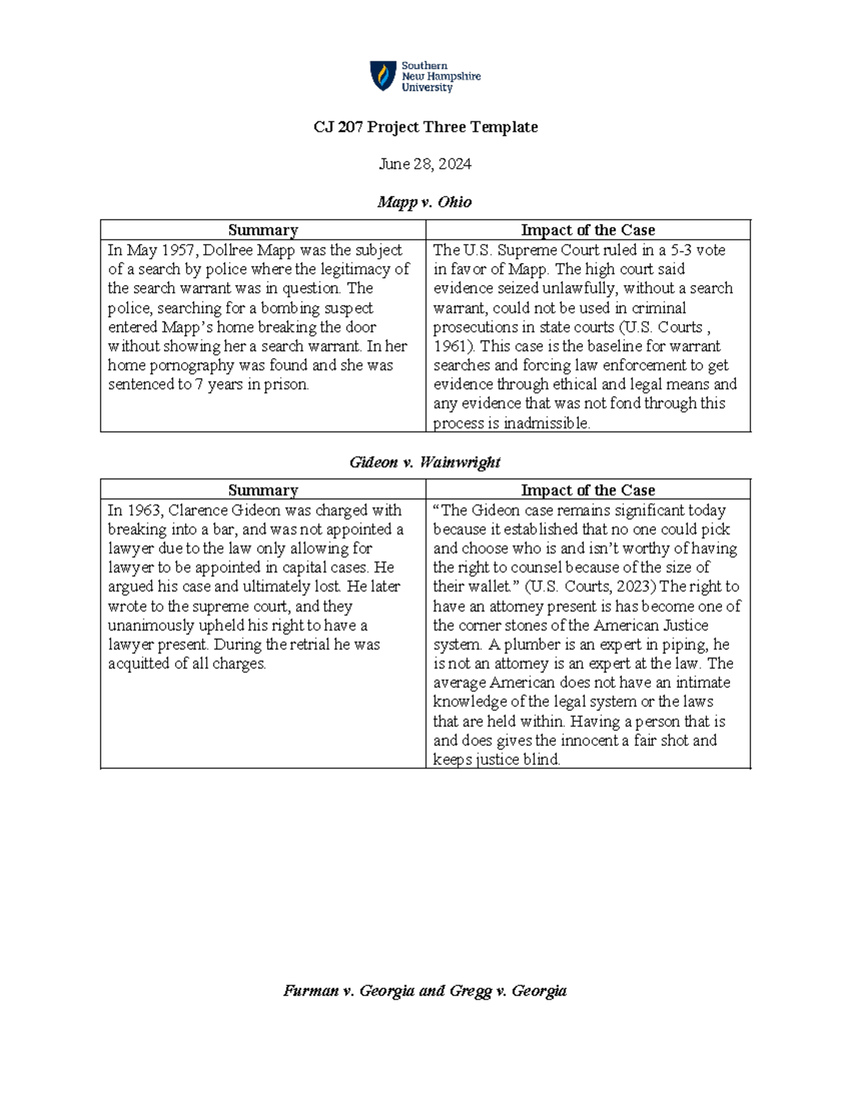 CJ 207 Project Three - For reference use only!!!!! - CJ 207 Project ...