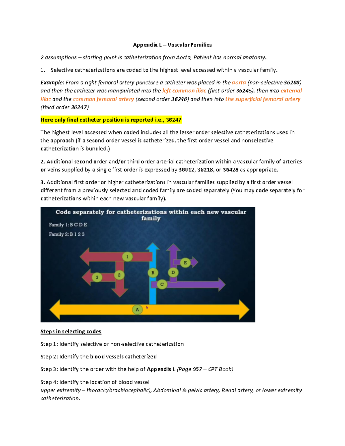 Appendix L - Selective catheterizations are coded to the highest level accessed within a ...