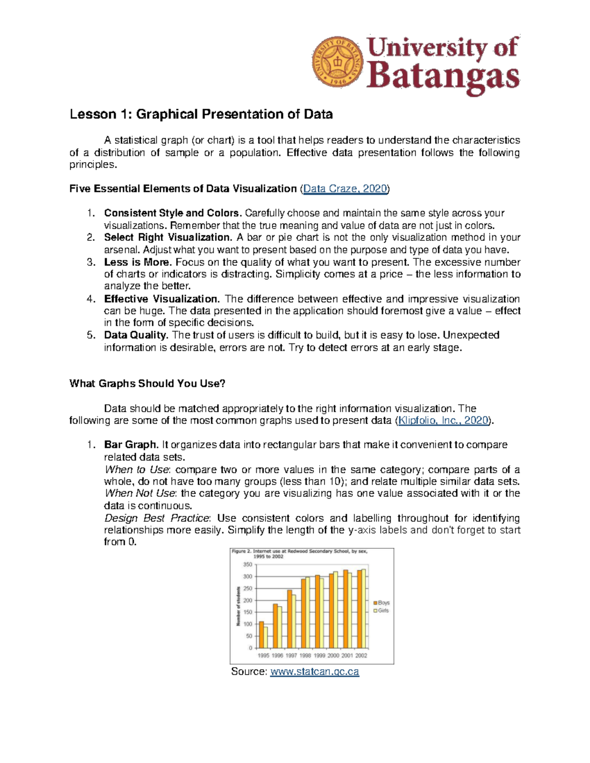 Module 3 Lesson 1 Graphical Presentation - Lesson 1: Graphical ...