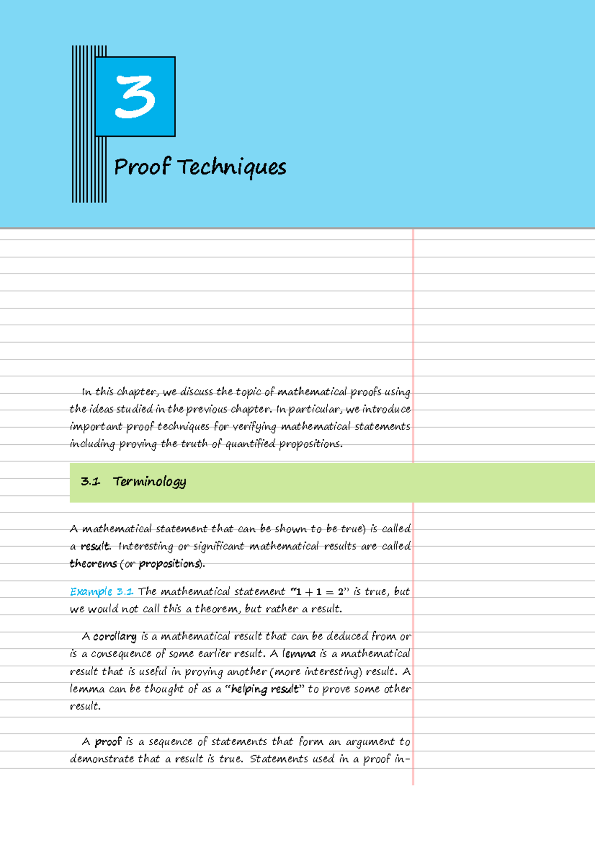 Proof Techniques Lecture Notes 9 Key Notes Proof Techniques 3 In This Chapter We Discuss