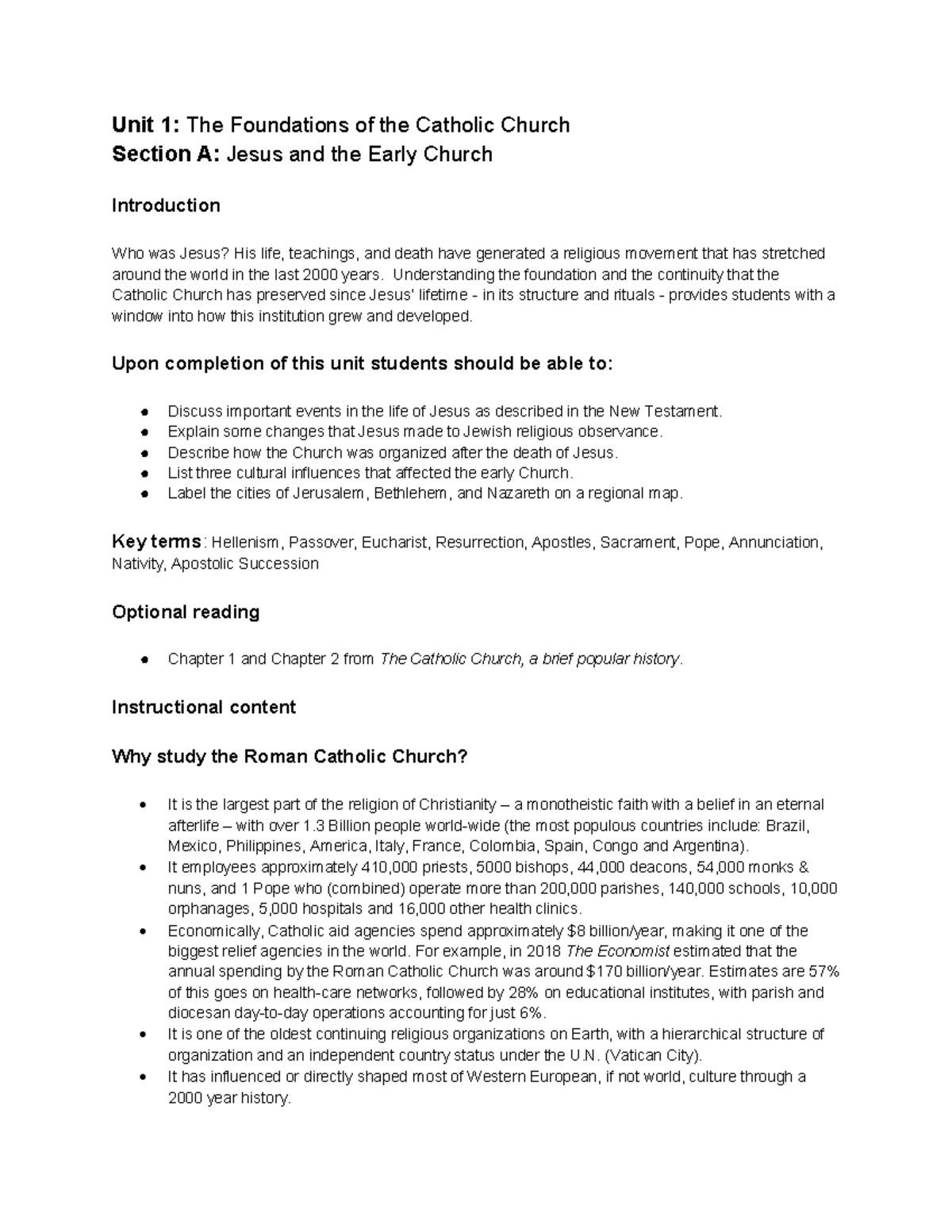 1A - Jesus and the Early Church (23) - Unit 1: The Foundations of the ...