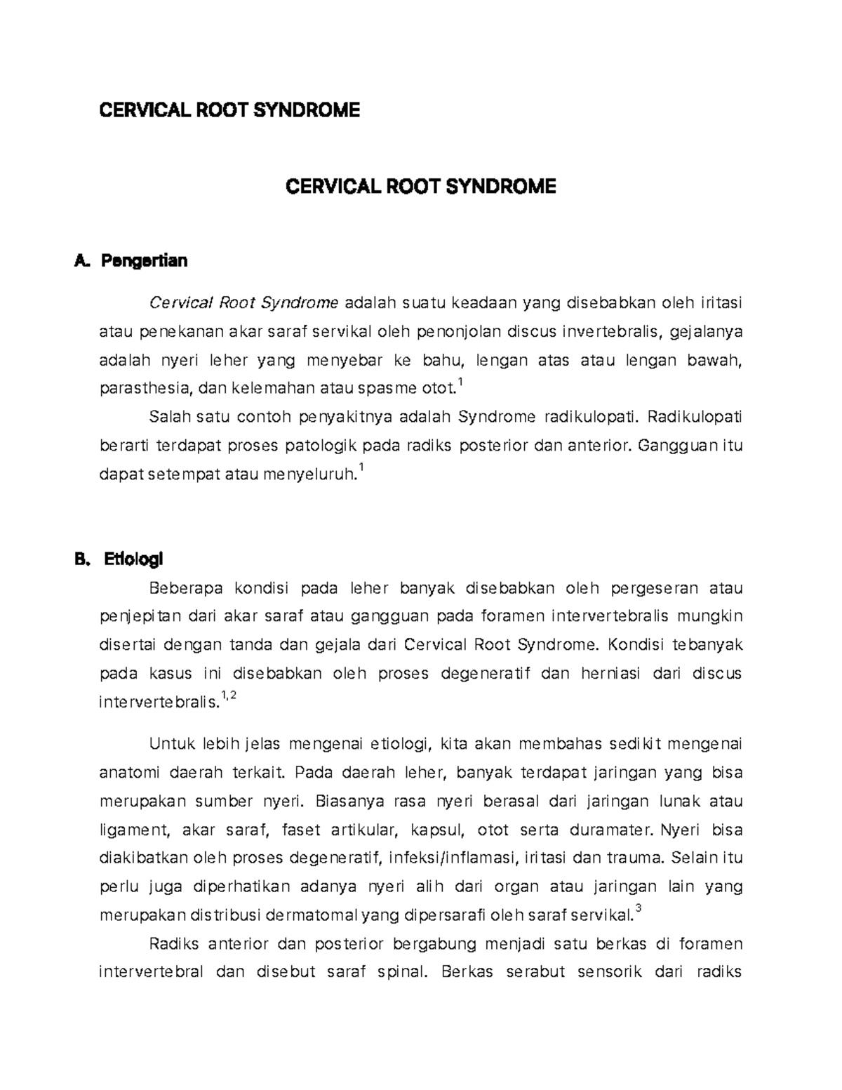 Cervical Root Syndrome - CERVICAL ROOT SYNDROME CERVICAL ROOT SYNDROME ...